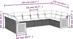 10dílná zahradní sedací souprava s polštáři černá polyratan 3228003
