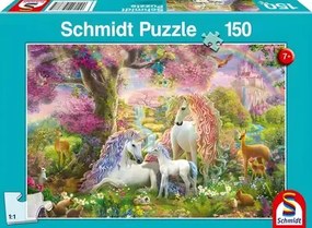 SCHMIDT Puzzle Květiny a jednorožci / 150 dílků / 43,2 × 29,1 cm