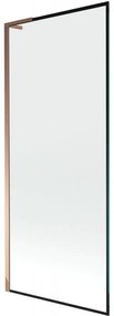 Mexen Next L, 1-křídlová vanová zástěna 80 x 150 cm, 6mm čiré sklo-černý vzor, ​​růžové zlato profil, 895-080-000-03-70-60