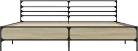 Rám postele dub sonoma 200 x 200 cm kompozitní dřevo a kov 3280063