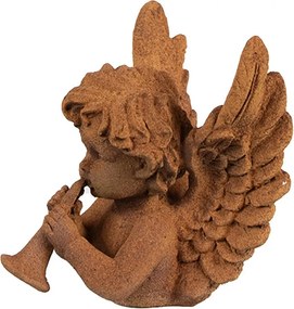 Dekorativní rezavá figurka anděl s trubkou - 11*11*12 cm