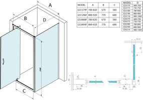 Gelco Gelco, SIGMA SIMPLY čtvercová sprchová zástěna pivot dveře 800x800mm L/P varianta, čiré sklo, GS1279GS3180