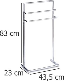 Koupelnový stojanový věšák na ručníky, 3 ramenný, chromovaný kov,  ZELLER