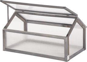 Outsunny Dřevěný Mini Skleník 90 x 52 x 49,5 cm, Skleník s Krytem, Světlo Přenášející Studený Rám, Zimní Odolný Vyvýšený Záhon pro Zahradu, Balkon, Še