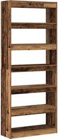 Knihovna 6 úrovní 80 x 30 x 198 cm Kompozitní dřevo Staré dřevo 3333921