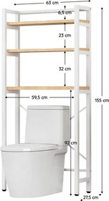 Regál nad WC, dub natural/bílá, BALRAM