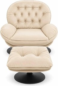 LuxuryForm DESIGN Otočné křeslo LUNA s podnožkou - krémové