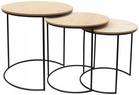 Tutumi Drátěný konferenční stolek, 3 ks, kov, dub sonoma