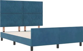 Postel s boxspringem s čelo Tmavě modrá 160 x 200 cm samet 3345021