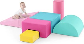 Costway 6 PCS. Pěnové stavebnice, obří stavebnice na běhání a lezení, tmavě
