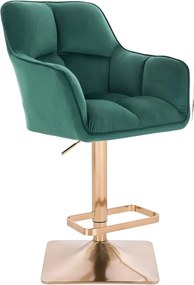 LuxuryForm DESIGN Barová židle AMALFI VELUR na zlaté hranaté podstavě - zelená