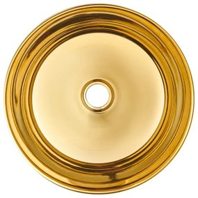 Invena Tinos, keramické umyvadlo na desku 39,5x39,5x13,5 cm, zlatá lesklá, INV-CE-43-009-C