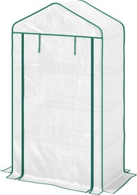 Outsunny PE Zahradní skleník s 4 policemi, balkonový skleník, zpevněná plachta 135 g/m², ocelový rám, rolovací zipový vchod, pro zeleninu, rostliny a…