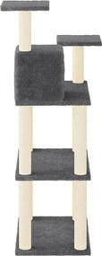 Škrabadlo pro kočky se sisalovými sloupky tmavě šedé 118,5 cm 171429