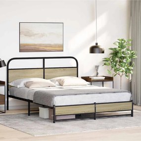 Kovový rám postele bez matrace dub sonoma 160 x 200 cm 3318688