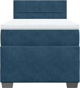 Box spring postel s matrací modrá 90 x 190 cm samet 3288502