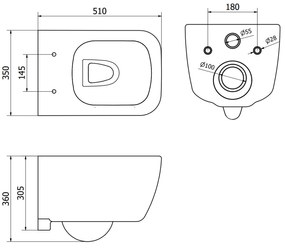 Mexen Stella WC mísa Rimless, Bílá - 3368XX00