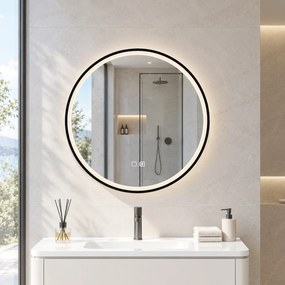 HOMCOM kulaté LED zrcadlo Ø 60 cm s Bluetooth, černé