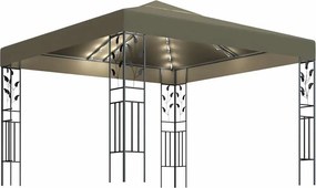 Altán se světelnými LED řetězy 3 x 3 m taupe 3070312