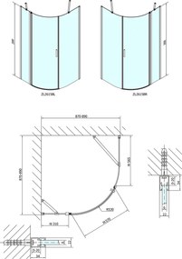 Polysan Zoom Line Black ZL2615BR sprchová zástěna 90 x 90 x 190 cm čtvrtkruhová pravá