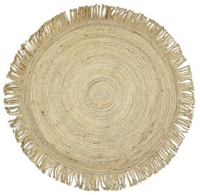Přírodní jutový koberec s třásněmi - Ø120*1cm