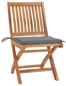 Zahradní židle 2 ks šedé podušky masivní teakové dřevo,  3062434