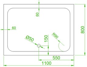 BPS-koupelny Obdélníkový sprchový kout HYD-OK103B 110x80 černý/transparent + vanička HYD-OSV-SXL03D bílá