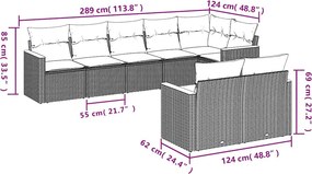 8dílná zahradní sedací souprava s poduškami černá polyratan 3226146