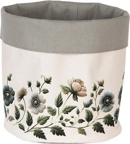 Béžový bavlněný košík na pečivo s květy Gently Blooming - Ø 15*16 cm