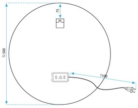 Tutumi Zrcadlo ⌀50 cm s regulovatelným LED osvětlením