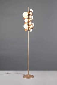 Stojací lampa se skleněným stínidlem ve zlato-bílé barvě (výška 155 cm) Bubble – Trio Select