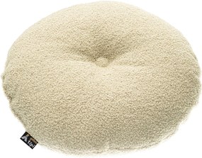Sametový polštář s knoflíkem barva béžová látka pletený vzor