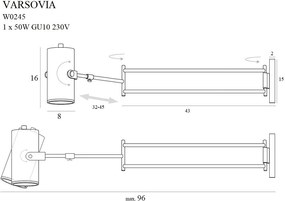 Maxlight W0245 VARSOVIA Nástěnné svítidlo, dlouhé