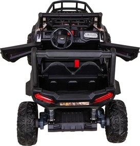 Ramiz Elektrická terénní bugina UTV pro děti černá + dálkové ovládání + zavazadlový prostor + pomalý start + EVA kola + MP3 LED