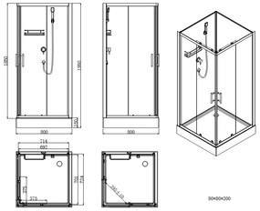 Savana Veduta Wally Black sprchový box Rozměr koutu: 90x90cm