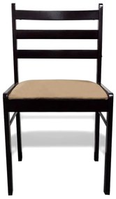 Jídelní židle 6 ks hnědé masivní dřevo a samet - Default Title