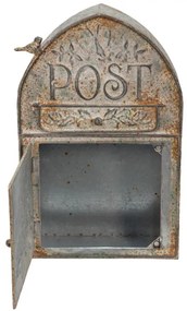 Šedá poštovní schránka s rezavou patinou Post – 25x10x40 cm