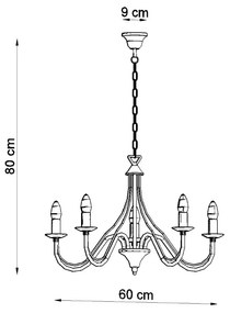 Lustr Minerwa 5, černé tělo svítidla
