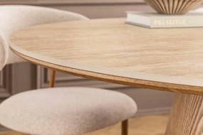 Kulatý keramický jídelní stůl Parthenia 120 cm travertin / dub