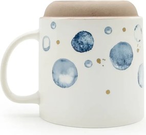 Hrnek Meno Puntík, 400 ml – porcelán New Bone China, akvarelové puntíky a zlaté detaily