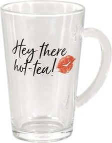Skleněný hrnek s nápisem Hot Tea - 11*8*13 cm / 300 ml