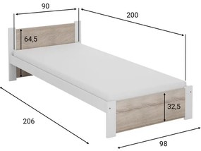 Postel IKAROS 90 x 200 cm, dub artisan/šedá Rošt: S lamelovým roštem, Matrace: Bez matrace