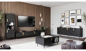 Nábytek do obývacího pokoje Maramax I, Barva: černý / černý + zlatý