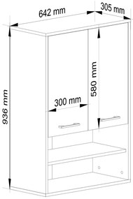 Závěsná koupelnová skříňka Fin W64 2D 64 cm bílá/dub - výběr z 5 provedení