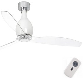 FARO Barcelona FARO 32020-Stropní ventilátor MINI ETERFAN bílá/čirá pr. 128 cm+dálkové ovládání W-VEN32020