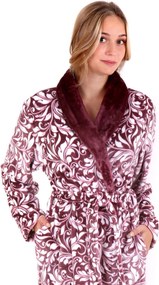 Flora Mauve Wine - Dámský Župan s Límcem - Model 25 56 4803 - M