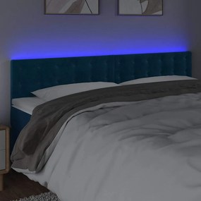 Čelo postele s LED tmavě modré 160x5x78/88 cm samet 3122104