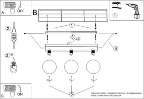 Sollux Lighting Stropní svítidlo YOLI 3 bordó