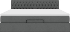 Osmanský rám postele s matrací tmavě šedá 180x200cm textil 3311561