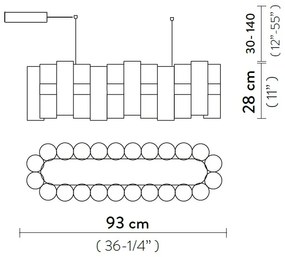 Slamp La Lollo Gradient suspension linear 100, designové závěsné svítidlo, 70W LED 2700K stmívatelné, délka 93cm